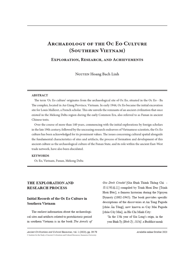 Oc Eo Culture: Archaeological Insights | PDF