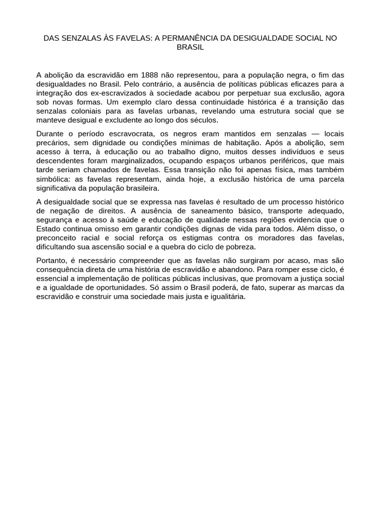 Das Senzalas Às Favelas | PDF