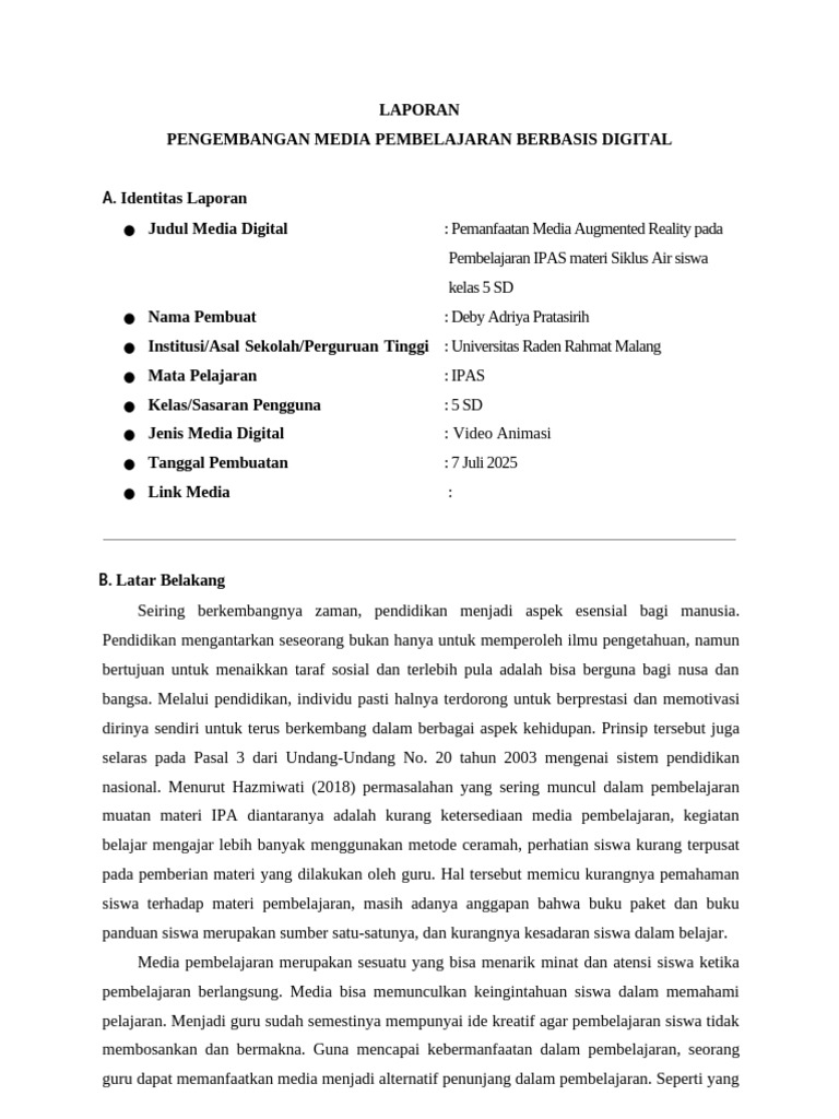 Format Laporan Pembuatan Media - Uas | PDF