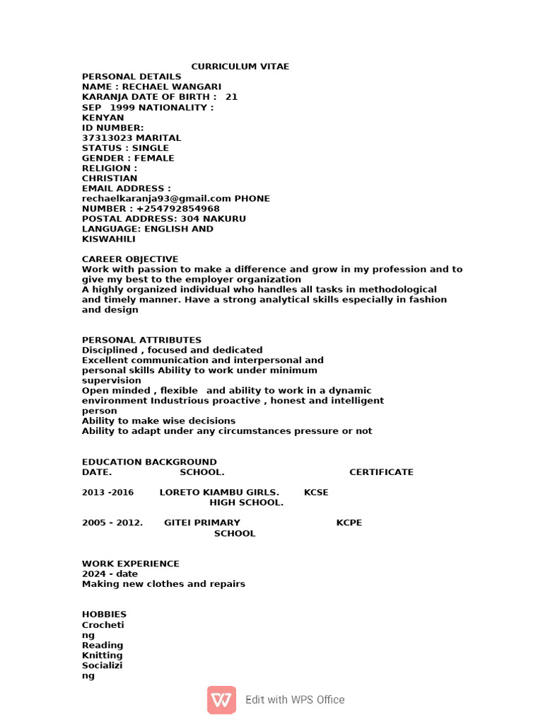 Curriculum Vita-Wps Office | PDF