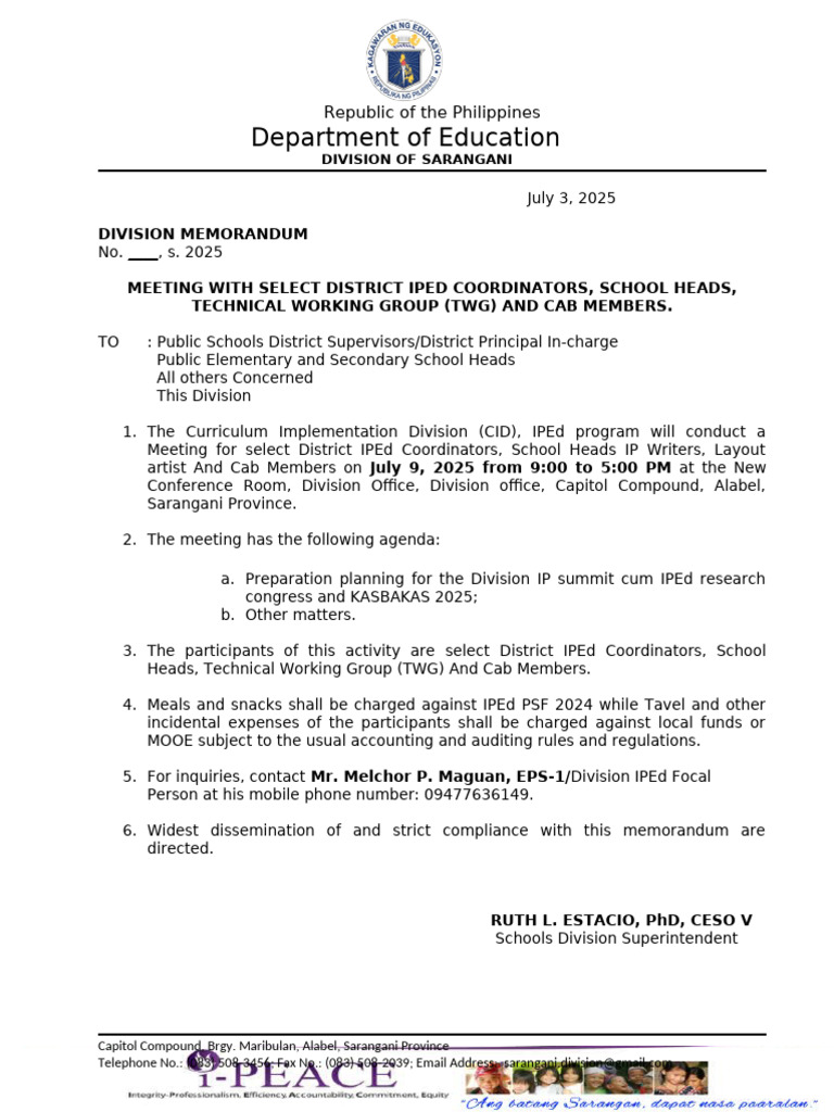 IPEd Meeting Agenda for July 2025 | PDF | Telecommunications