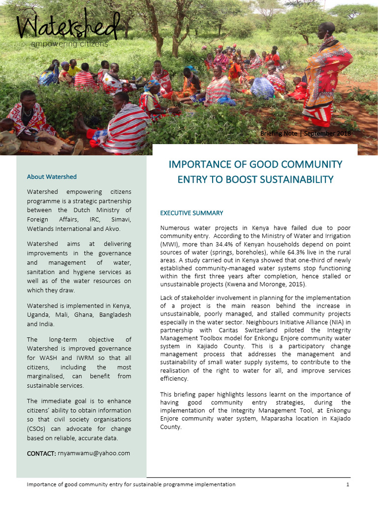 Importance of Good Community Entry To Boost Sustainability Kenya | PDF ...