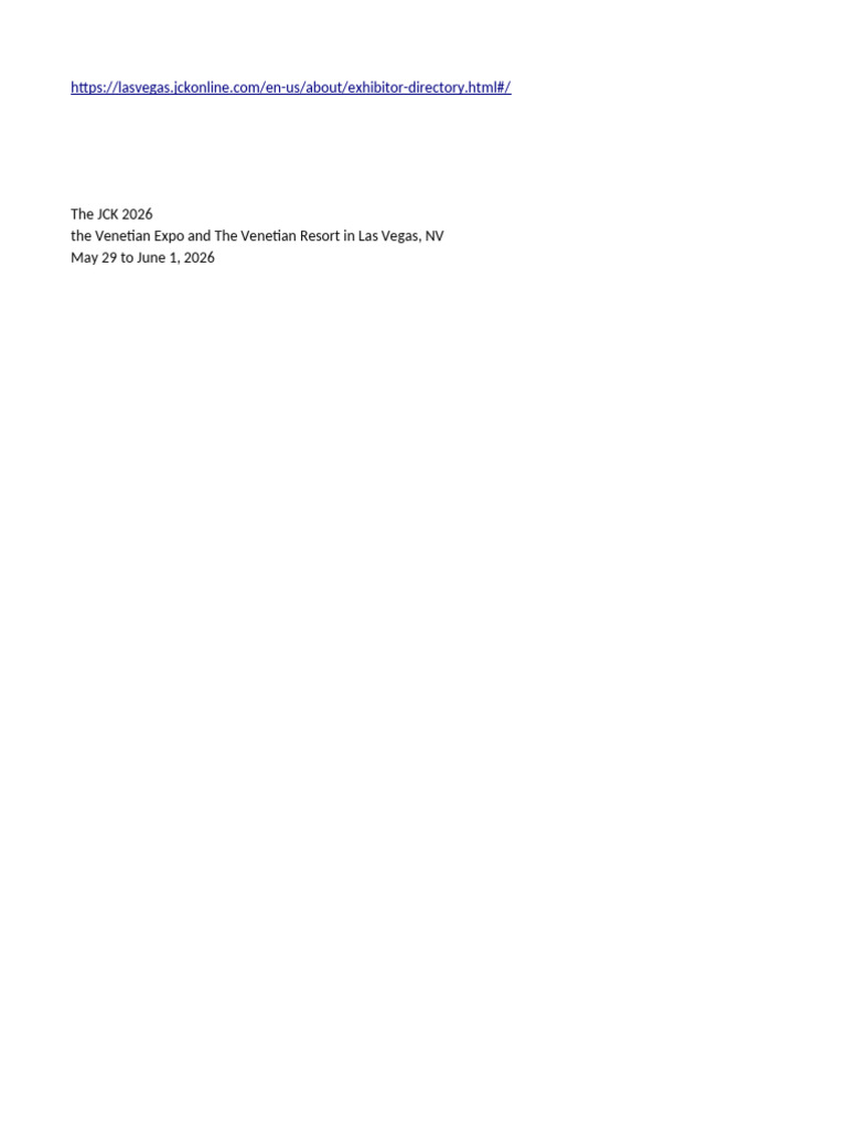 JCK 2026 Exhibitor Directory | PDF | Jewellery | Gemstone