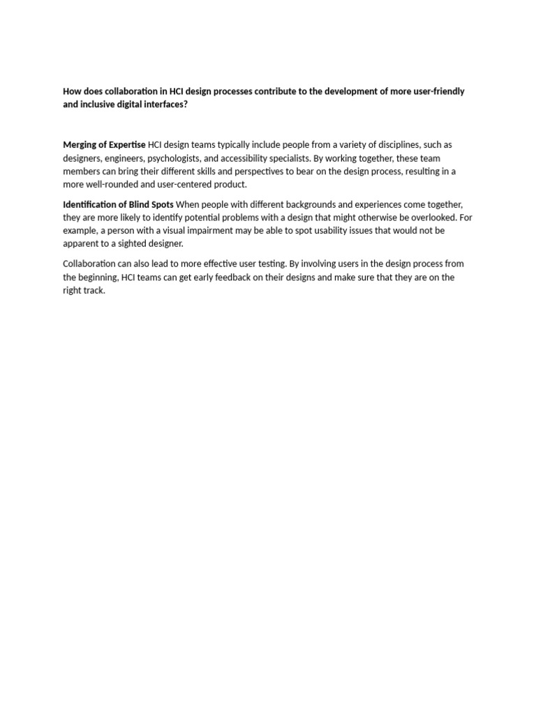 How Does Collaboration in HCI Design Processes Contribute To The ...