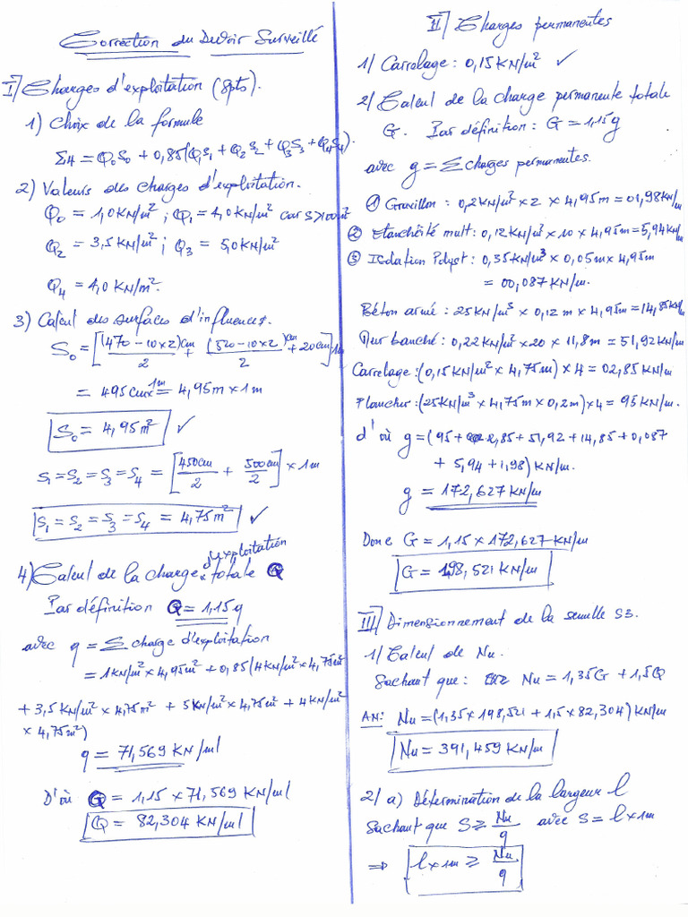 Correction Dimensionnement Semelle Filante S3. P1 | PDF