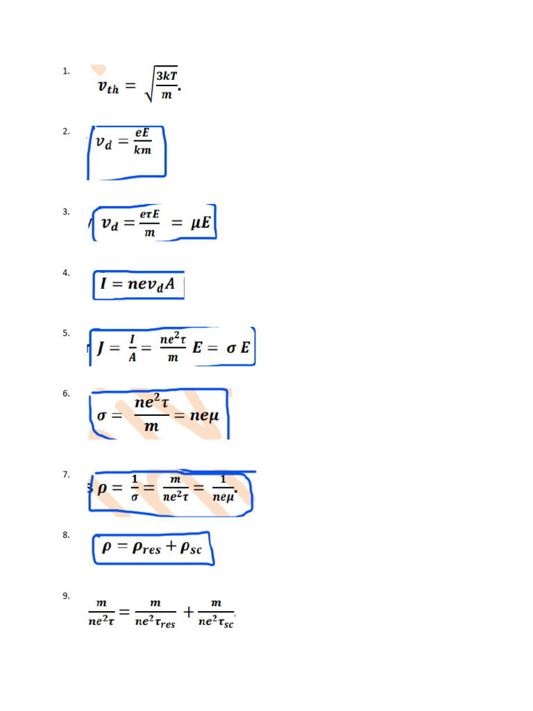 Physics Unit 3 Formulae PDF | PDF