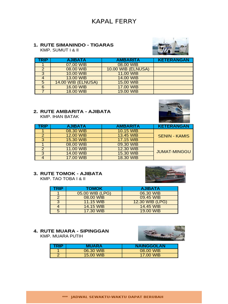 Jadwal Kapal Ferry Ajibata 2024 | PDF