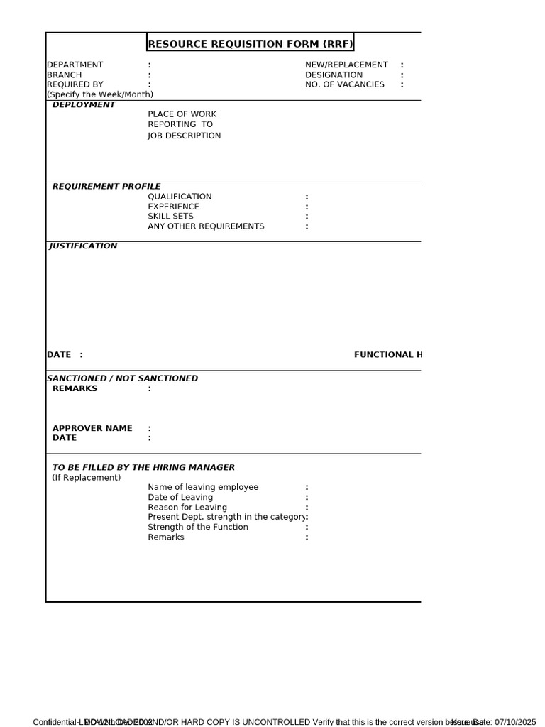 Manpower Requisition Form Template | PDF