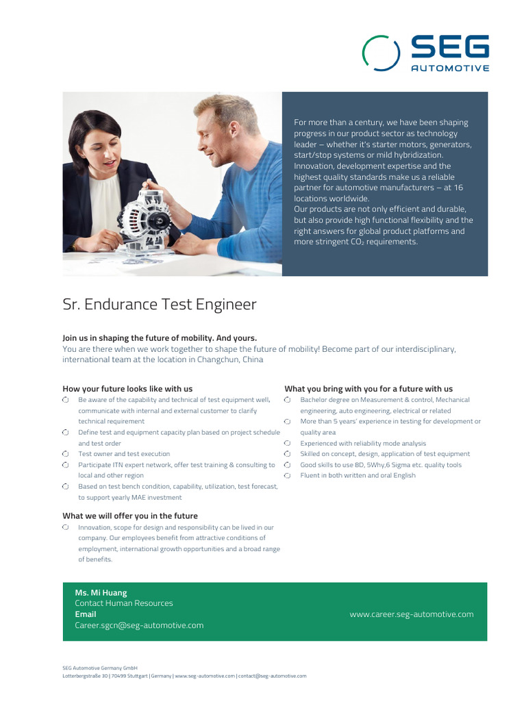 SR Endurance Test Engineer China | PDF | Innovation | Economies