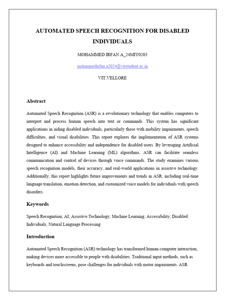 24miy0203 - Irfan - Automated Speech Recognt For Disabled Person | PDF ...