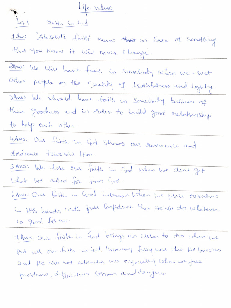 XTH STD - Life Values Notes | PDF