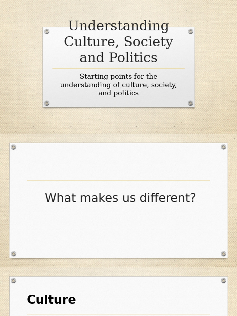 Understanding Culture J Society and Politics | PDF
