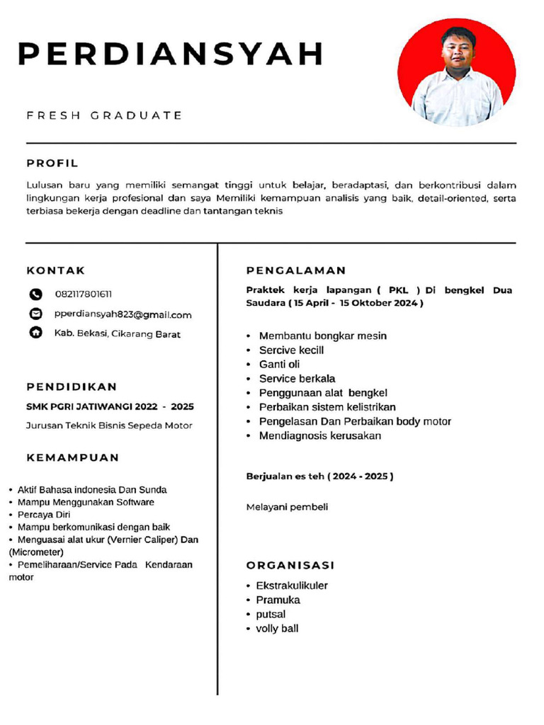 CV Perdiansyah 1mb | PDF