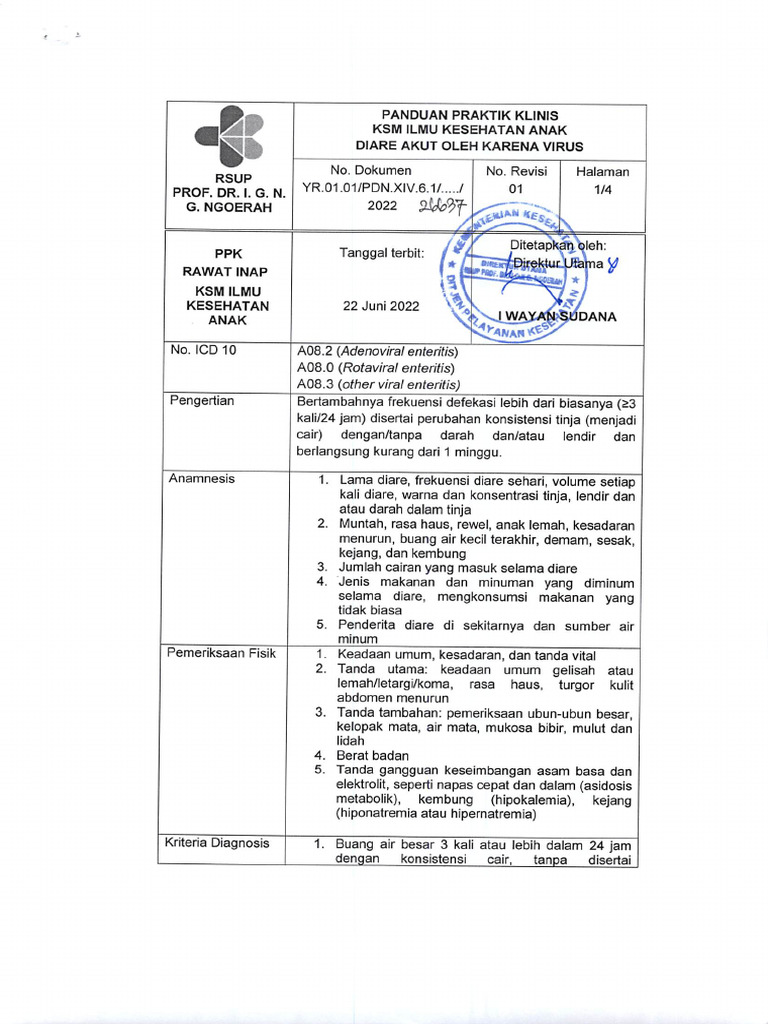 PPK Diare Akut Oleh Karena Virus (2022) | PDF