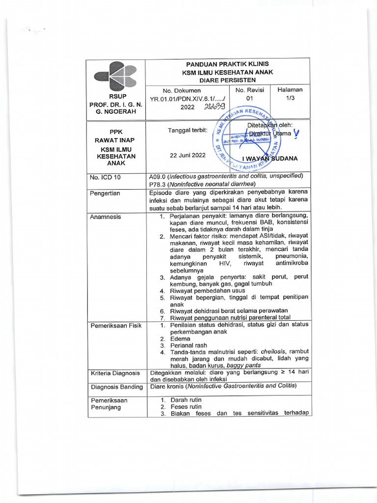 PPK Diare Persisten (2022) | PDF