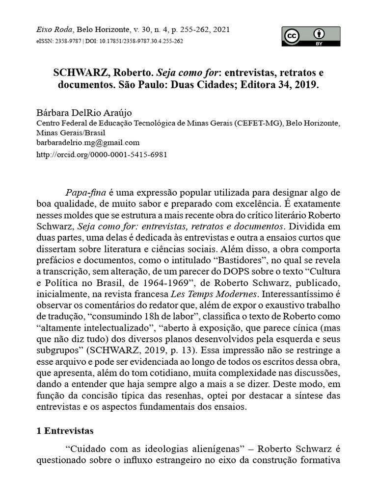 Análise da Obra de Roberto Schwarz | PDF | Brasil | Estética