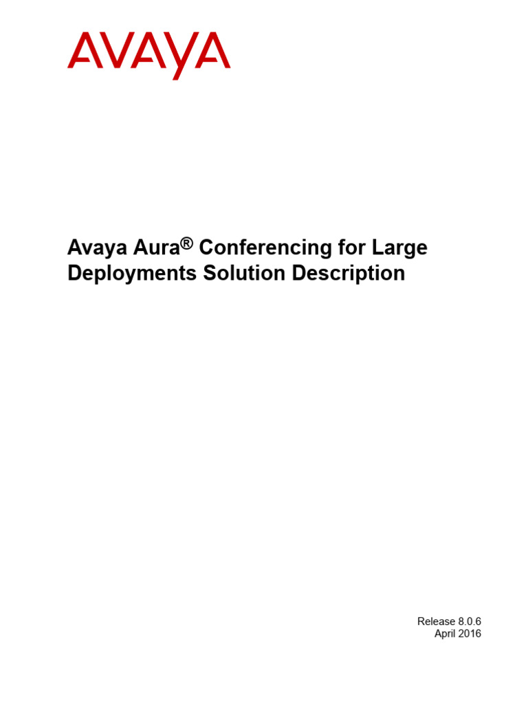 Avaya Aura Conferencing Solution Description For Large | PDF | Proxy Server | Software