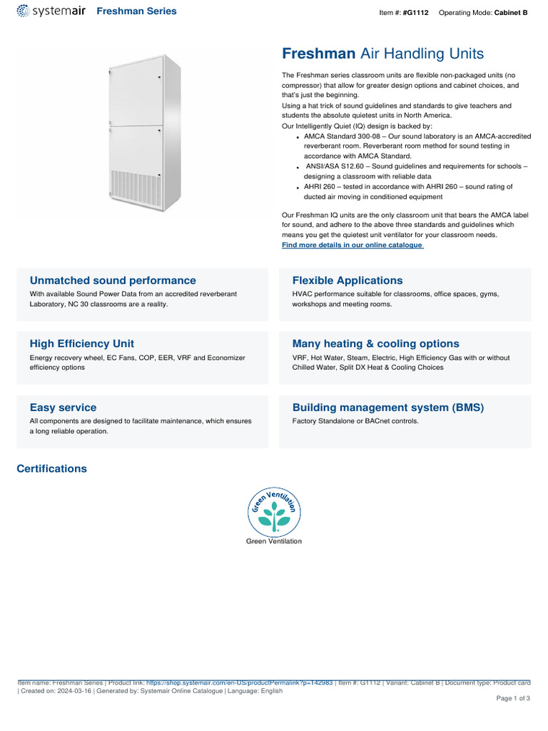 Systemair Freshman Series | PDF | Building Automation | Engineering ...