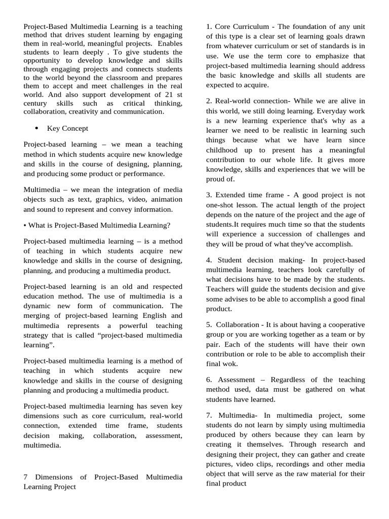 Project-Based Multimedia Learning | PDF | Procedural Knowledge | Neuroscience