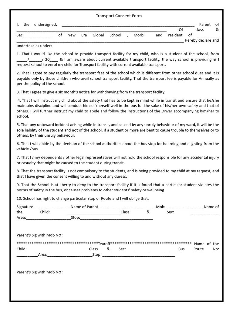 Transport Consent Form | PDF
