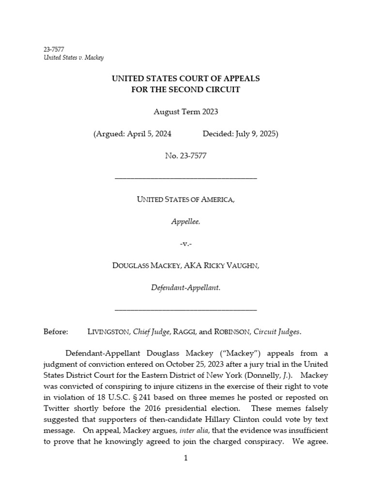 UNITED STATES OF AMERICA v. DOUGLASS MACKEY, AKA RICKY VAUGHN Decision ...