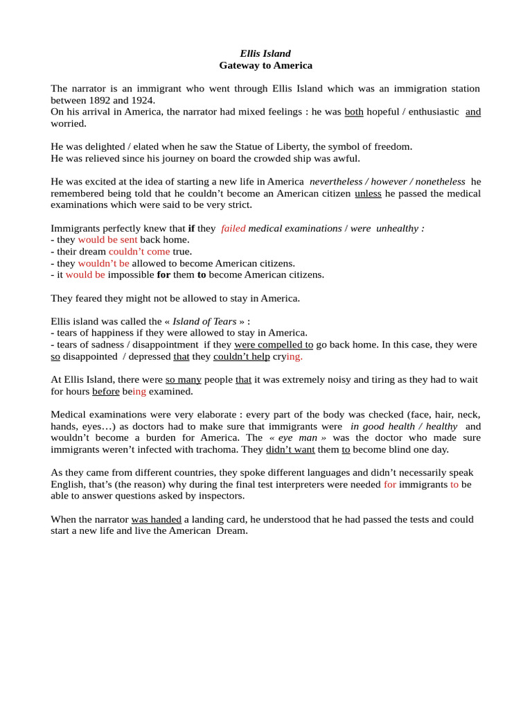 Gateway To Ellis Island Trace Écrite | PDF