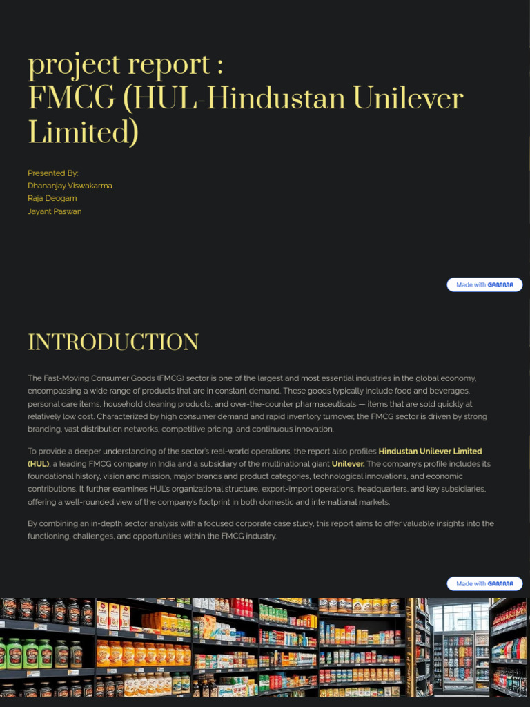 Project Report FMCG HUL Hindustan Unilever Limited | PDF