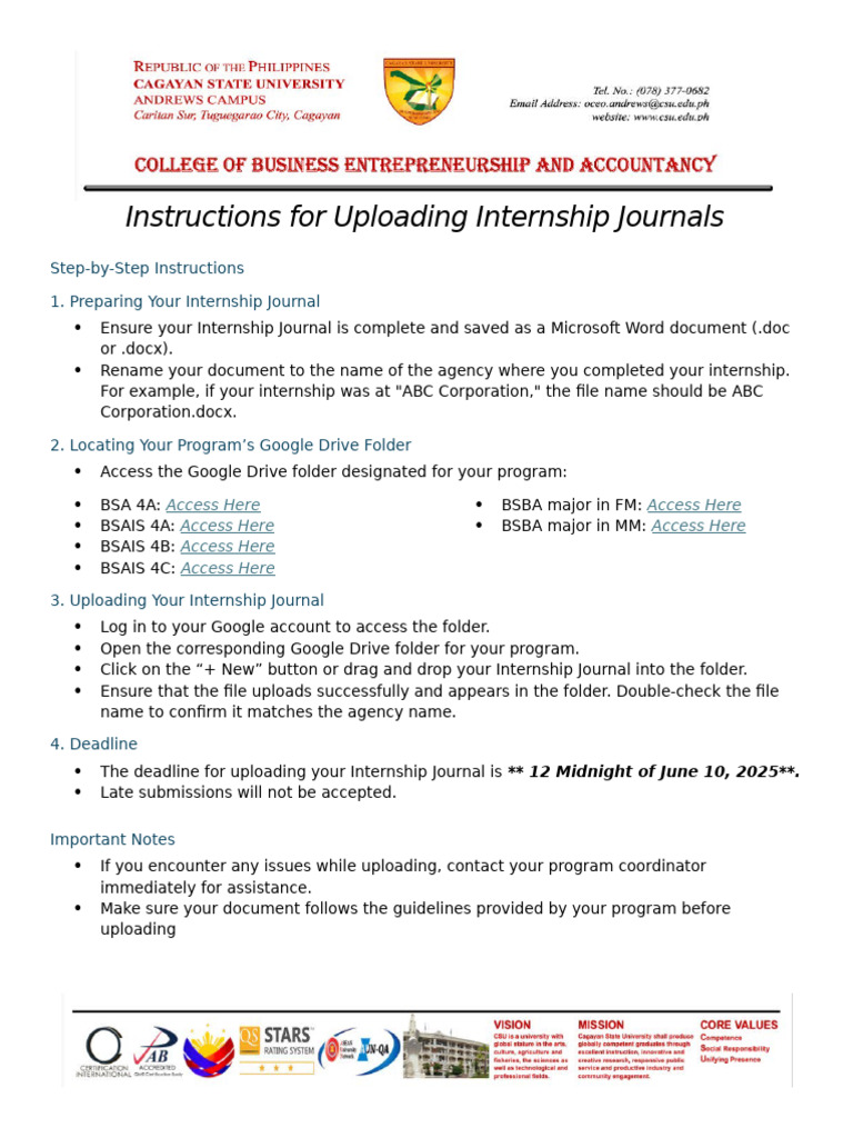 Upload Internship Journals Guide | PDF
