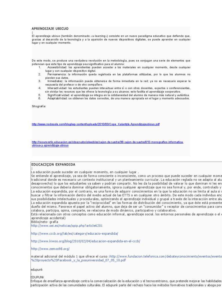 Aprendizaje Ubicuo | PDF | Tecnologia Educacional | Aprendizaje