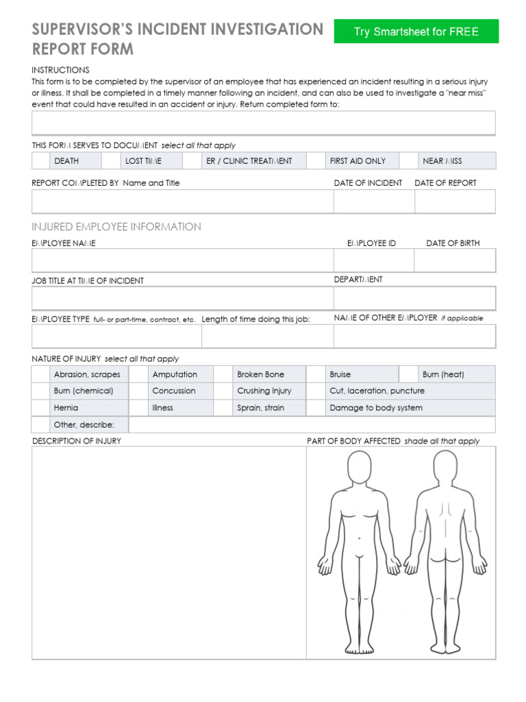 IC Supervisors Incident Investigation Report Template 10691 PDF | PDF ...