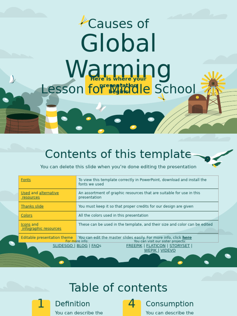 Causes of Global Warming Lesson For Middle School by Slidesgo | PDF ...