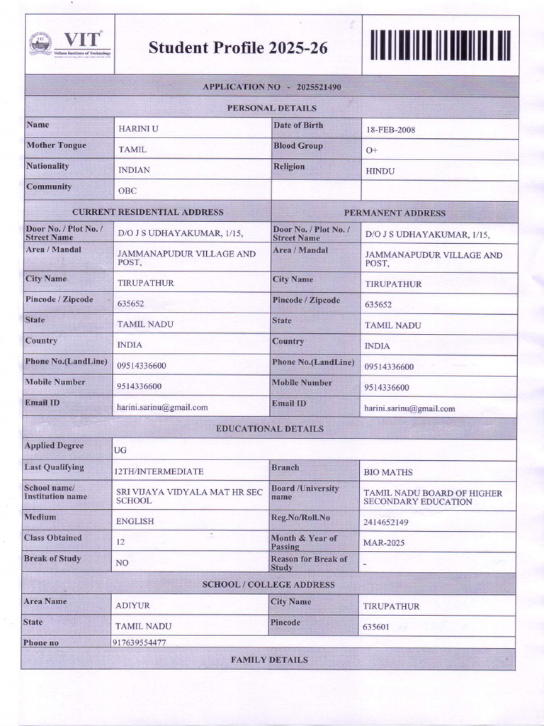 Harini Profile | PDF