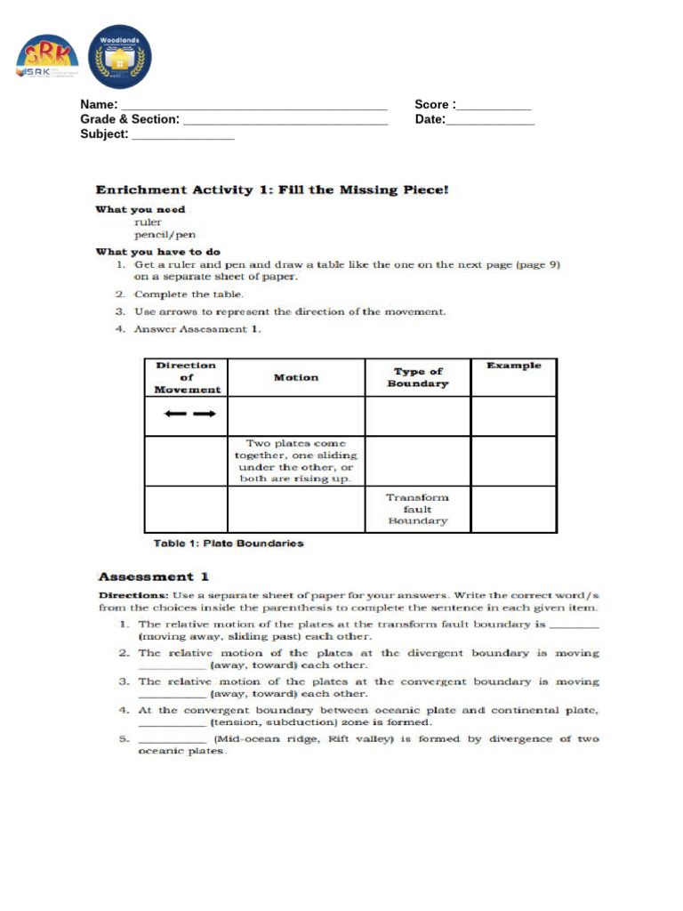Grade 10 Science Activity in Lesson 1.1 | PDF