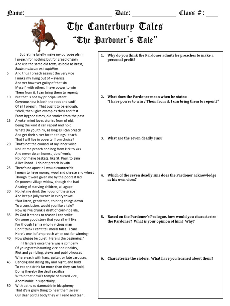 BLANK - The Pardoner's Tale | PDF | Greed | Religious Belief And Doctrine