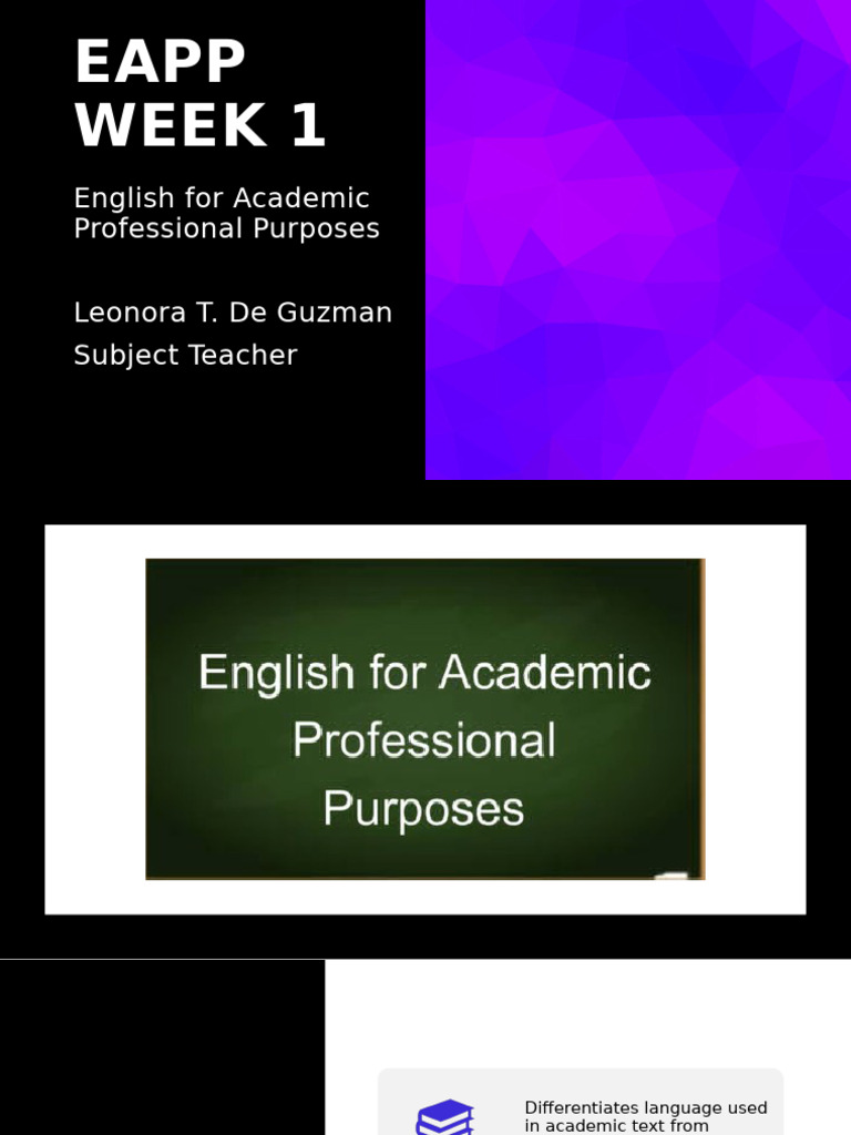 EAPP Week 1 | PDF | Jargon | Slang