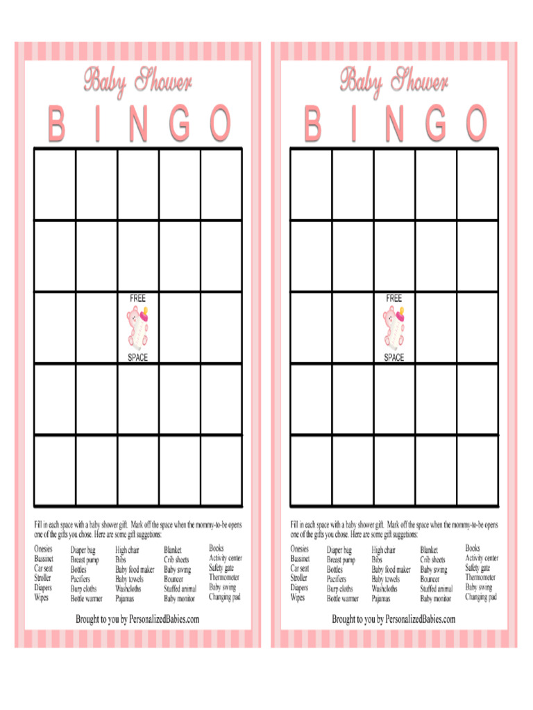 Baby Shower Bingo Pink | PDF