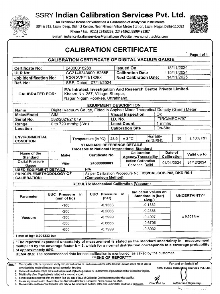 Infratest Certificate | PDF