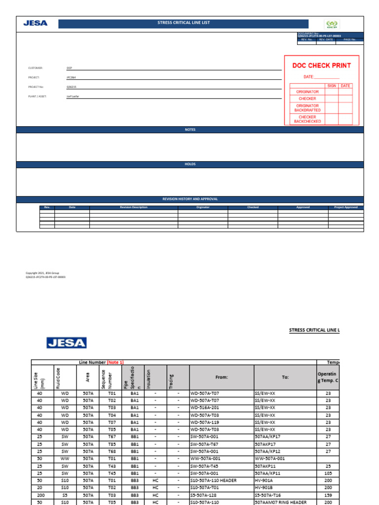 Stress Critical Line List for JFC2 | PDF | Stainless Steel | Mechanical ...