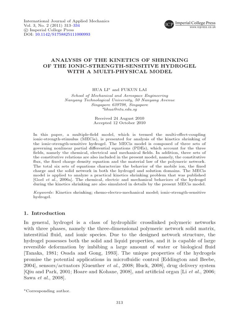 2011 Analysis of The Kinetics of Shrinking of The Ionic-Strength ...