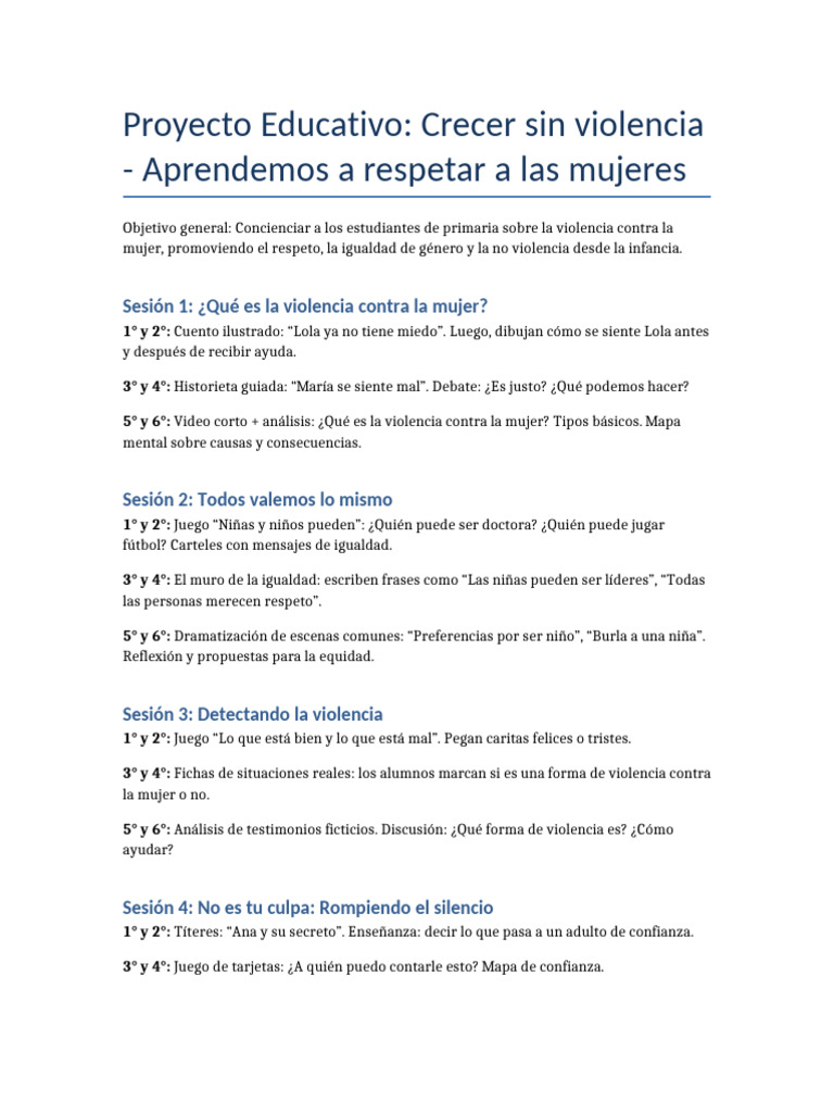 Educación en Igualdad y No Violencia | PDF