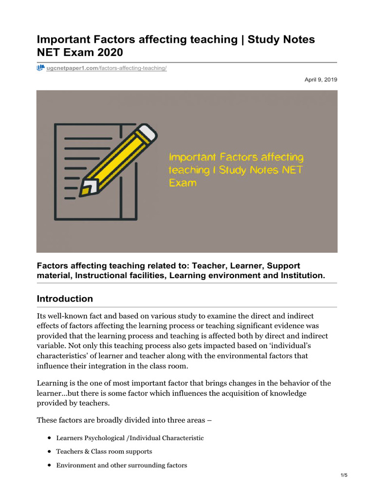 Factors Influencing Teaching Aptitude | PDF | Teachers | Learning