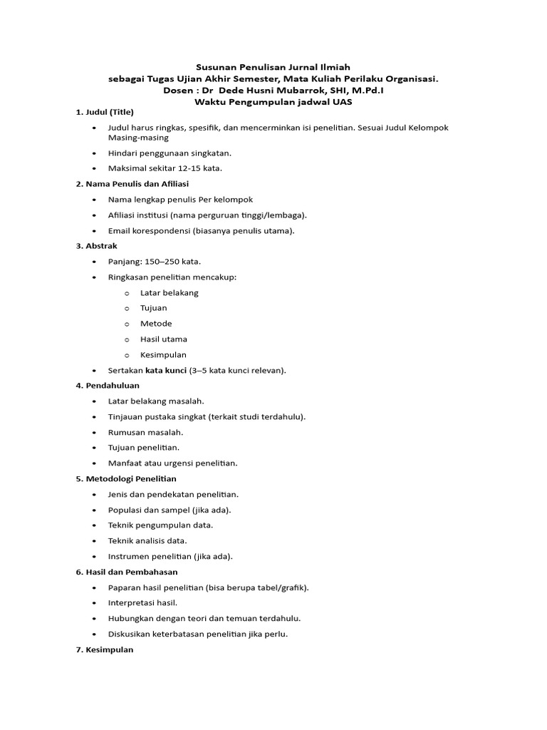 Susunan Penulisan Jurnal Ilmiah | PDF