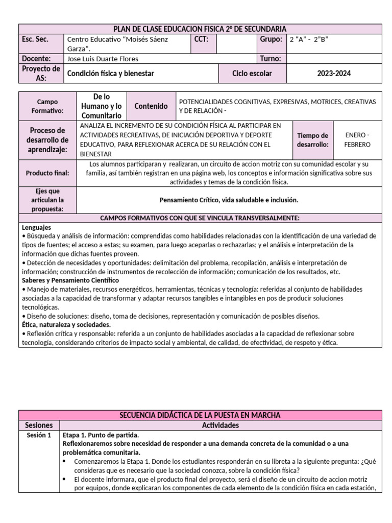 Proyecto Ef 2° Sec | PDF | Maestros | Pensamiento