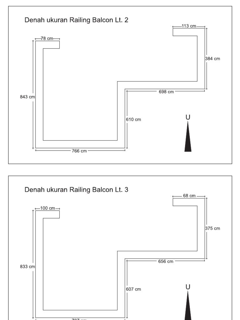 Rev. Denah & Ukuran Railing Tangga & Balcon Rumah Bp. Sugita | PDF