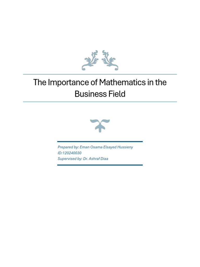 The Importance of Mathematics in The Business Field-1 | PDF | Analytics ...
