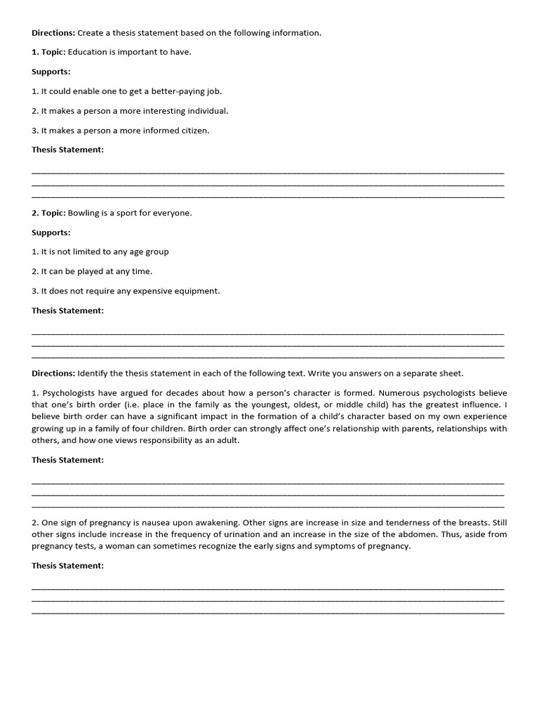 Thesis Statement Eapp Activity | PDF | Pregnancy | Behavioural Sciences