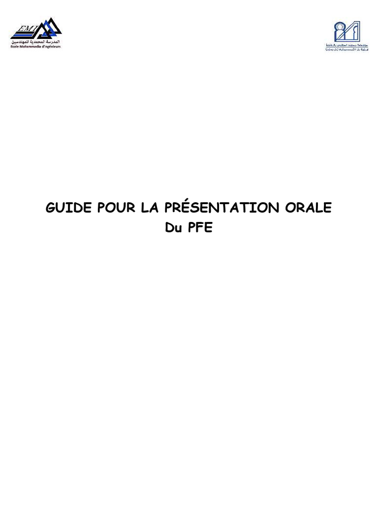 Guide de Présentation PFE PowerPoint | PDF | Mémoire | Peur