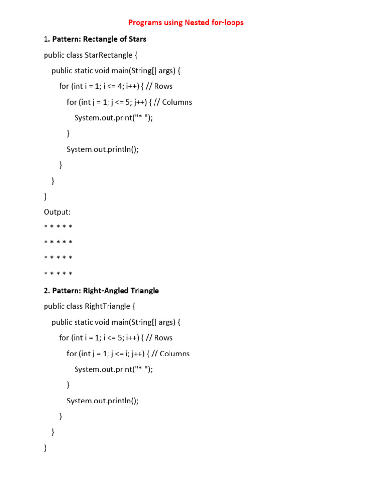 Java Nested Loop Patterns and Solutions | PDF | Computer Programming ...