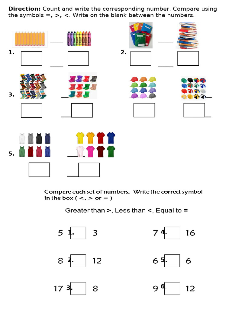 Greater Than and Less Than Worksheet | PDF