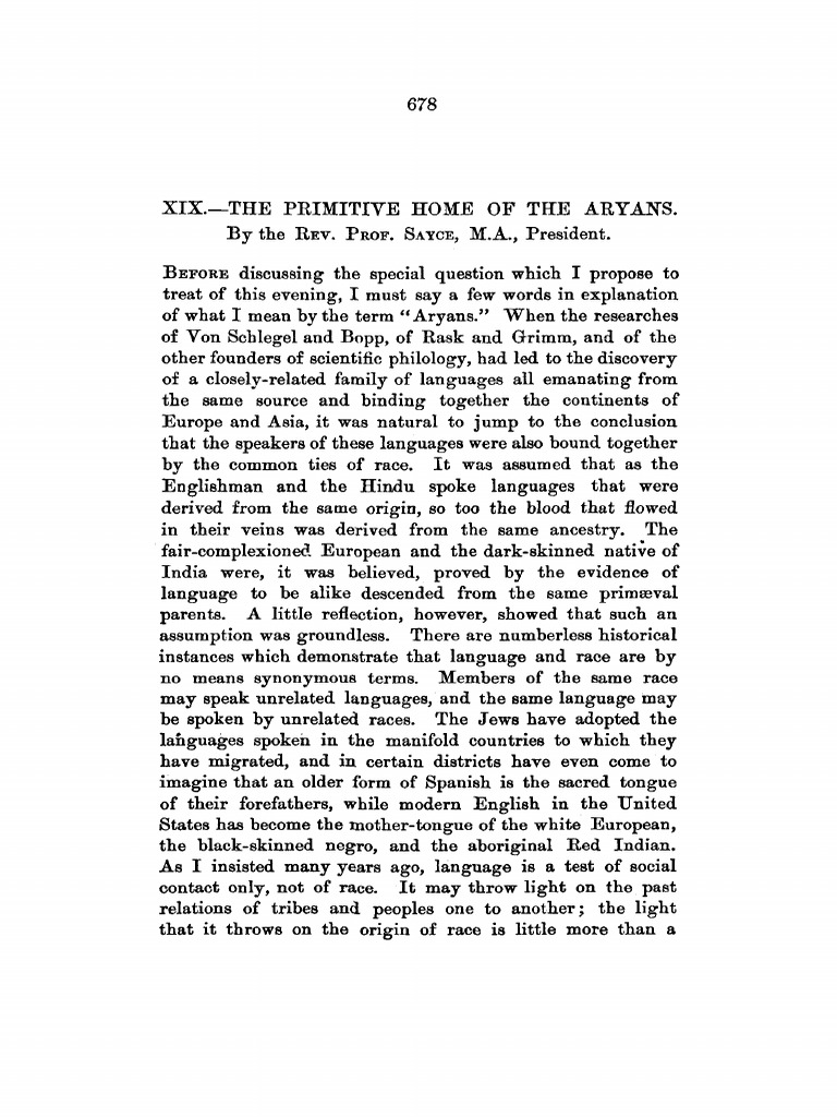 Xix.-The Primitive Home of The Aryans. | PDF | Sanskrit | Philology